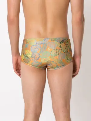 AMIR SLAMA Leaf Print Swim Briefs