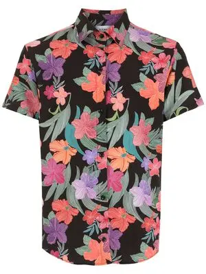 AMIR SLAMA Floral Print Shirt - Black