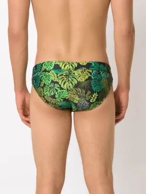 AMIR SLAMA Leaf Print Swim Briefs