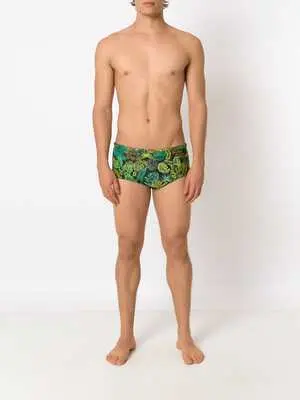 AMIR SLAMA Leaf Print Swim Briefs