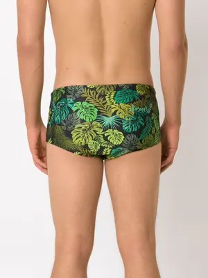 AMIR SLAMA Leaf Print Swim Briefs