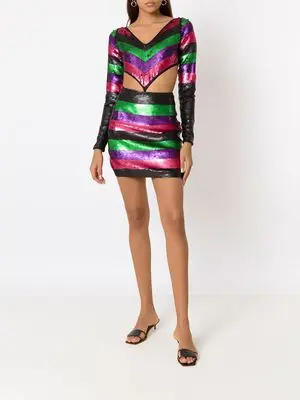 AMIR SLAMA Sequin Striped Mini Skirt