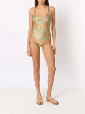 AMIR SLAMA Palm Leaf One-piece Swimsuit