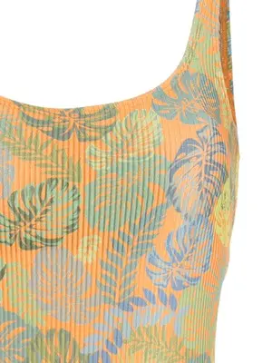 AMIR SLAMA Palm Leaf Print Swimsuit