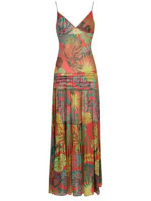 AMIR SLAMA Palm Leaf Print Maxi Dress