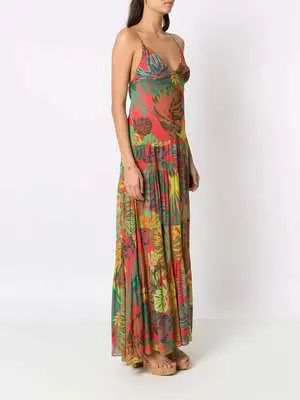 AMIR SLAMA Palm Leaf Print Maxi Dress