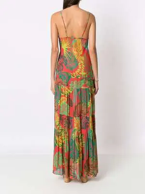 AMIR SLAMA Palm Leaf Print Maxi Dress