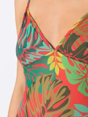 AMIR SLAMA Palm Leaf Print Maxi Dress