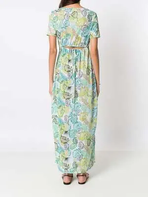 AMIR SLAMA Palm Leaf Print Midi Dress