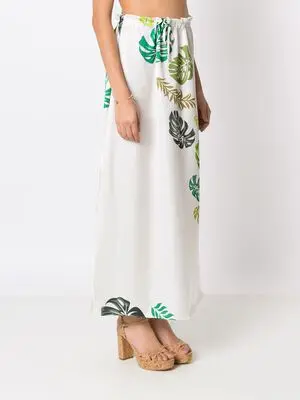 AMIR SLAMA Palm Leaf Print Midi Skirt