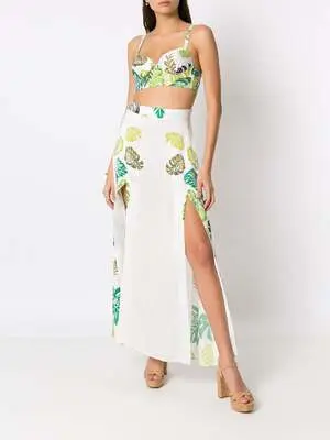 AMIR SLAMA Palm Leaf Print Maxi Skirt