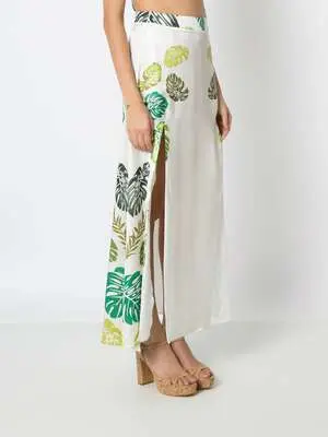 AMIR SLAMA Palm Leaf Print Maxi Skirt