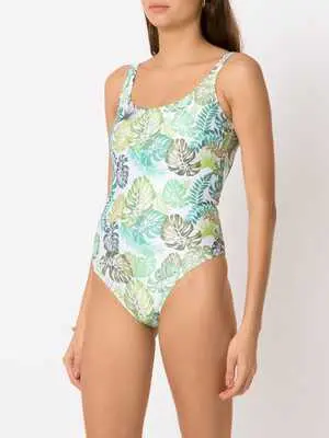 AMIR SLAMA Palm Leaf Print Swimsuit