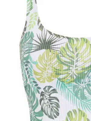 AMIR SLAMA Palm Leaf Print Swimsuit