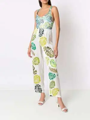 AMIR SLAMA Palm Leaf Print Trousers