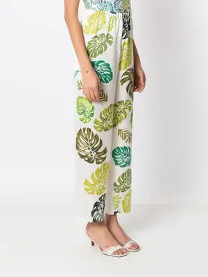 AMIR SLAMA Palm Leaf Print Trousers