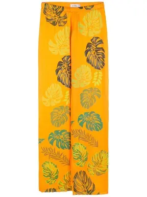 AMIR SLAMA Palm Leaf Print Trousers - Orange