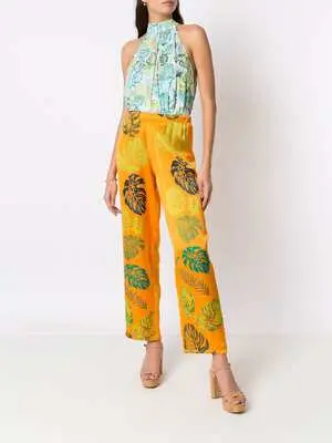 AMIR SLAMA Palm Leaf Print Trousers