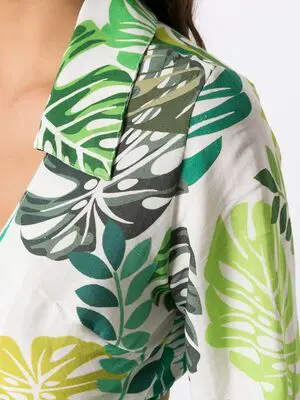 AMIR SLAMA Palm Leaf Print Cropped Shirt