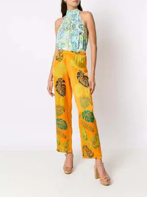 AMIR SLAMA Palm Leaf Print Bodysuit