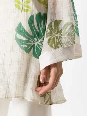 AMIR SLAMA Palm Leaf Print Beach Shirt