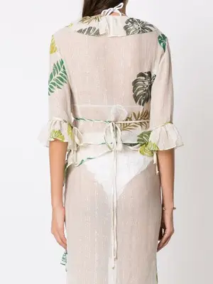 AMIR SLAMA Palm Leaf Print Blouse