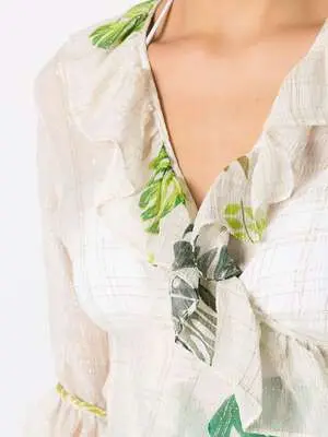 AMIR SLAMA Palm Leaf Print Blouse
