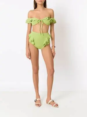 CLUBE BOSSA Ruffle-trimmed High-rise Bikini Bottom