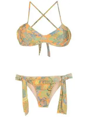 AMIR SLAMA Palm Leaf Print Bikini - Orange