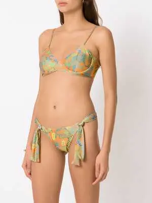 AMIR SLAMA Palm Leaf Print Bikini - Orange