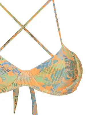 AMIR SLAMA Palm Leaf Print Bikini - Orange
