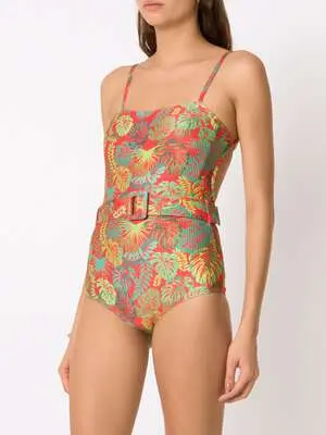 AMIR SLAMA Palm Leaf Print Swimsuit