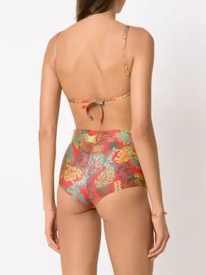 AMIR SLAMA Palm Leaf Print Swimsuit