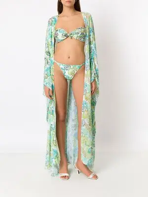 AMIR SLAMA Palm Leaf Print Bandeau Bikini