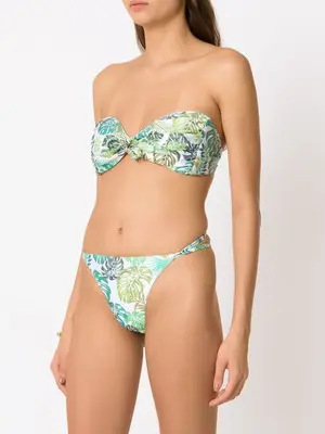 AMIR SLAMA Palm Leaf Print Bandeau Bikini
