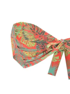 AMIR SLAMA Palm Leaf Print Bandeau Bikini