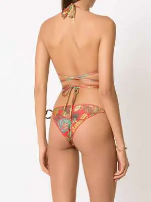 AMIR SLAMA Palm Leaf Print Bikini - Red