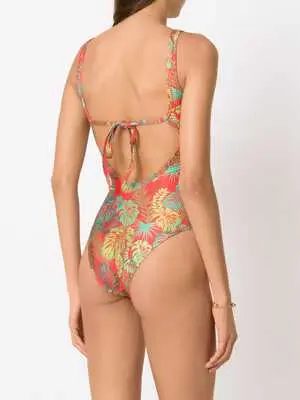 AMIR SLAMA Palm Leaf Print Swimsuit