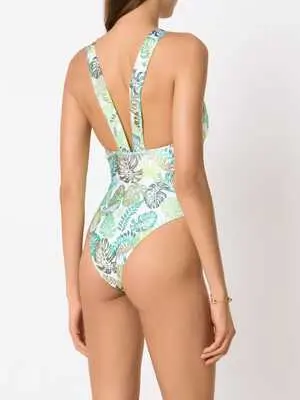 AMIR SLAMA Palm Leaf Print Swimsuit