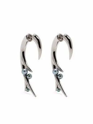 SHAUN LEANE Large Hook Pearl Earrings - Black