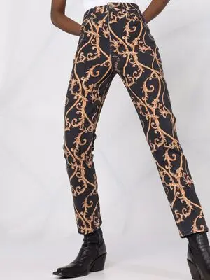 GANNI Baroque-print High-waist Jeans