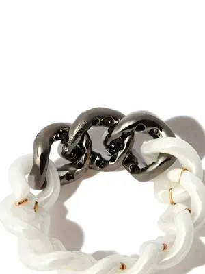 Shay 18k Gold Diamond Curb-link Ring - Black