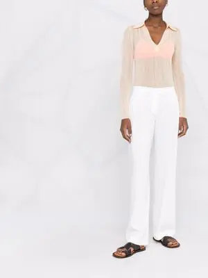 Patrizia Pepe Semi-sheer Ribbed Polo Shirt