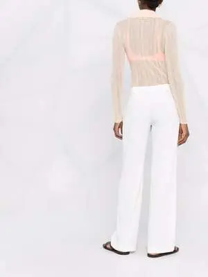 Patrizia Pepe Semi-sheer Ribbed Polo Shirt