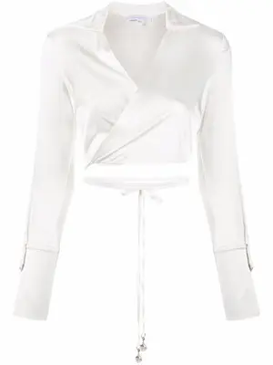 Patrizia Pepe Cropped Wraparound Shirt - White