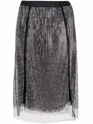 Prada Crystal-embellished Satin-trim Skirt