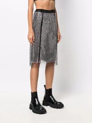 Prada Crystal-embellished Satin-trim Skirt