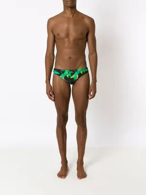 AMIR SLAMA Leaf-print Swimming Trunks