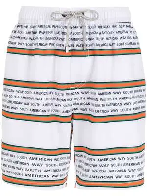 AMIR SLAMA Striped Drawstring Swim Shorts - White