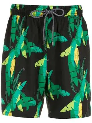 AMIR SLAMA Leaf-print Swim Shorts - Black
